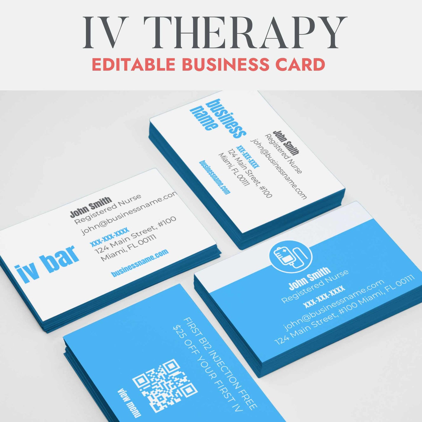 IV Hydration Business Card Template | MedSpa Marketing Shop