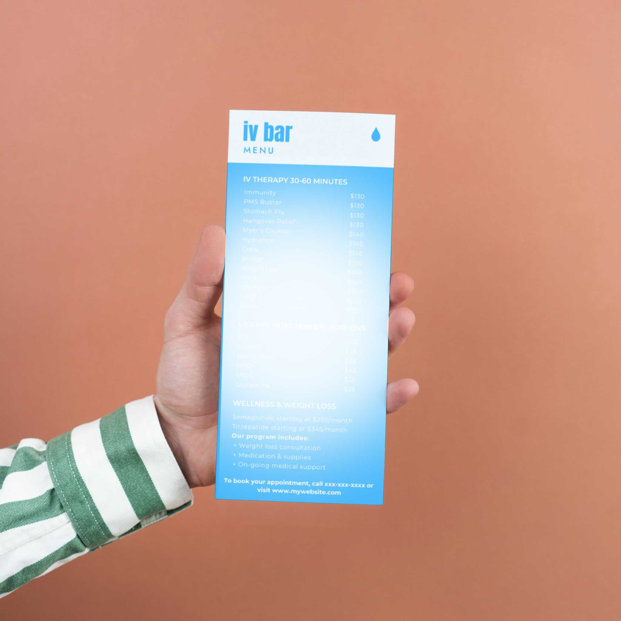 IV Hydration Menu Template | MedSpa Marketing Shop