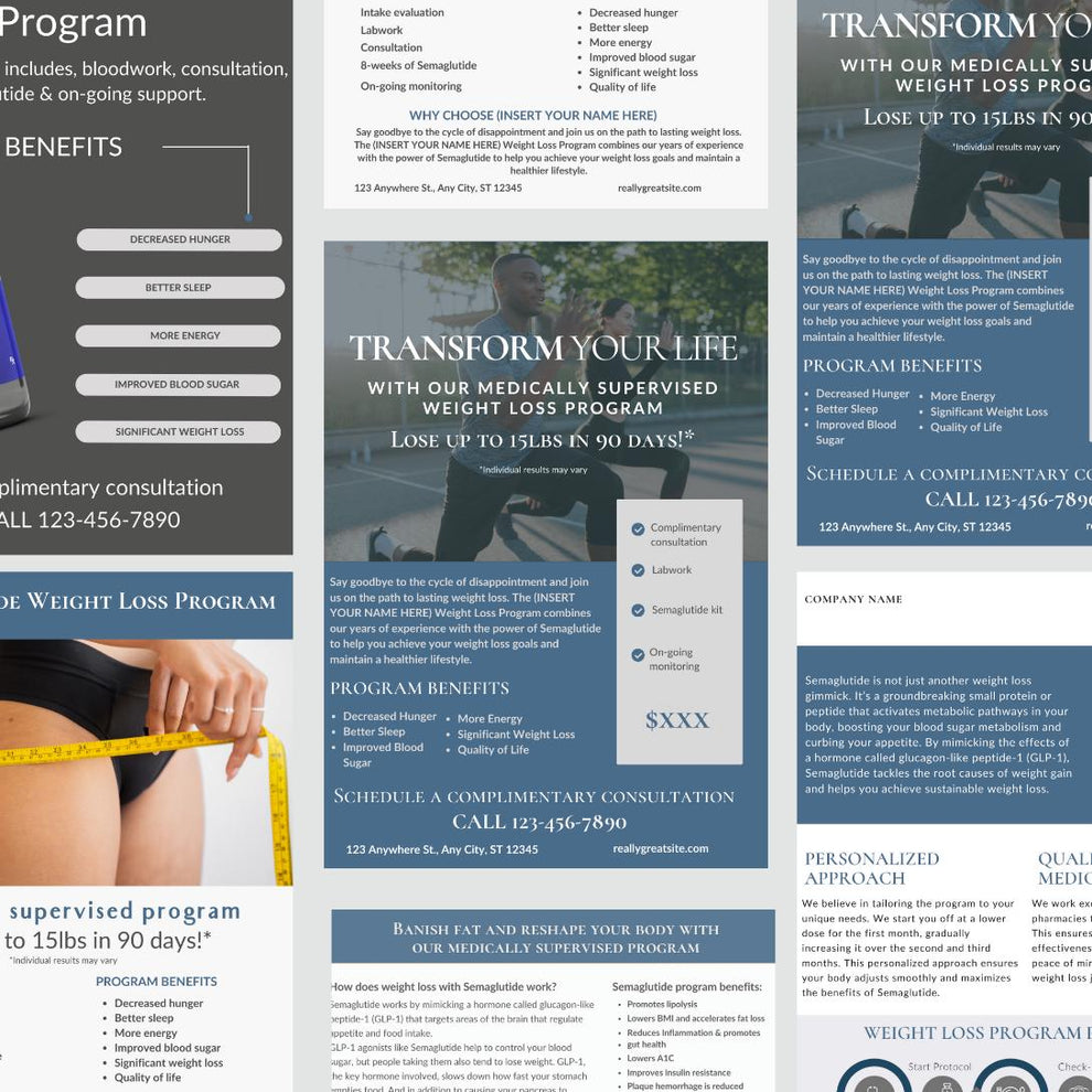 Semaglutide Weight Loss Brochure | MedSpa Marketing Shop
